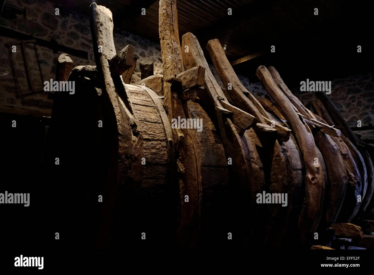 Giant wooden vat in the Greek Orthodox monastery Holy Varlaam built in ...