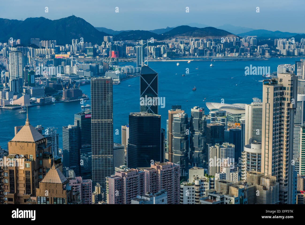 Central, Hong Kong, China- June 2 , 2014: Hong Kong Bay and Central ...