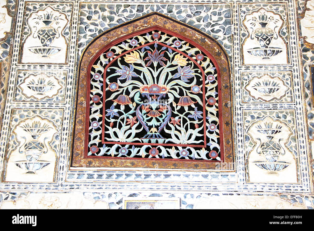 Fascinating, floral, colorful, marble window design at Amer Palace ...
