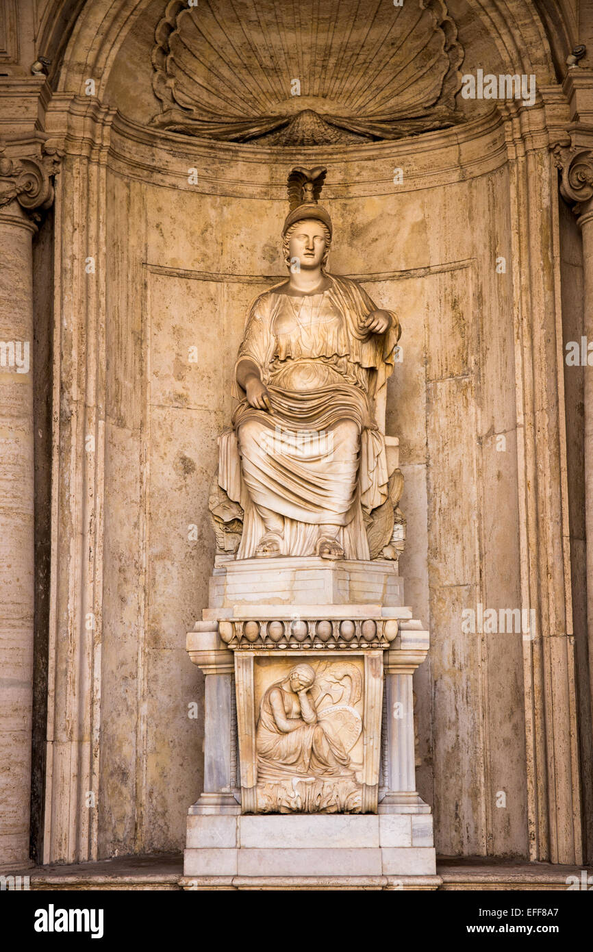 ITALY Rome Lazio Colossal Statue of Sitting Rome Cesi Roma in niche of ...