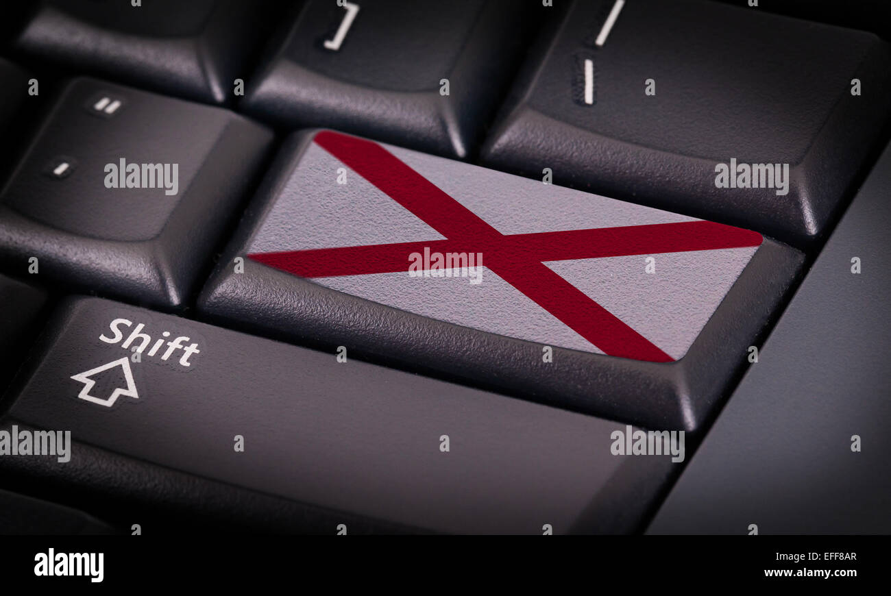 Flag on button keyboard, flag of Alabama Stock Photo - Alamy