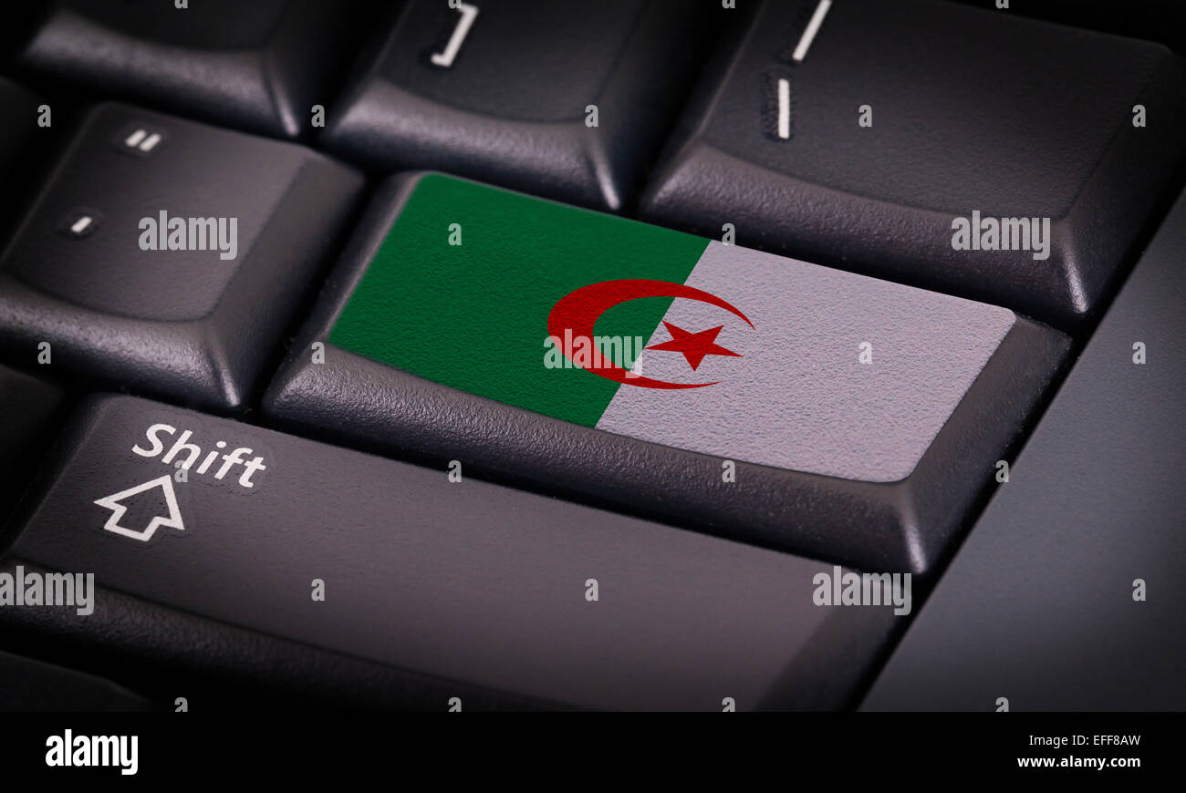 Flag on button keyboard, flag of Algeria Stock Photo - Alamy