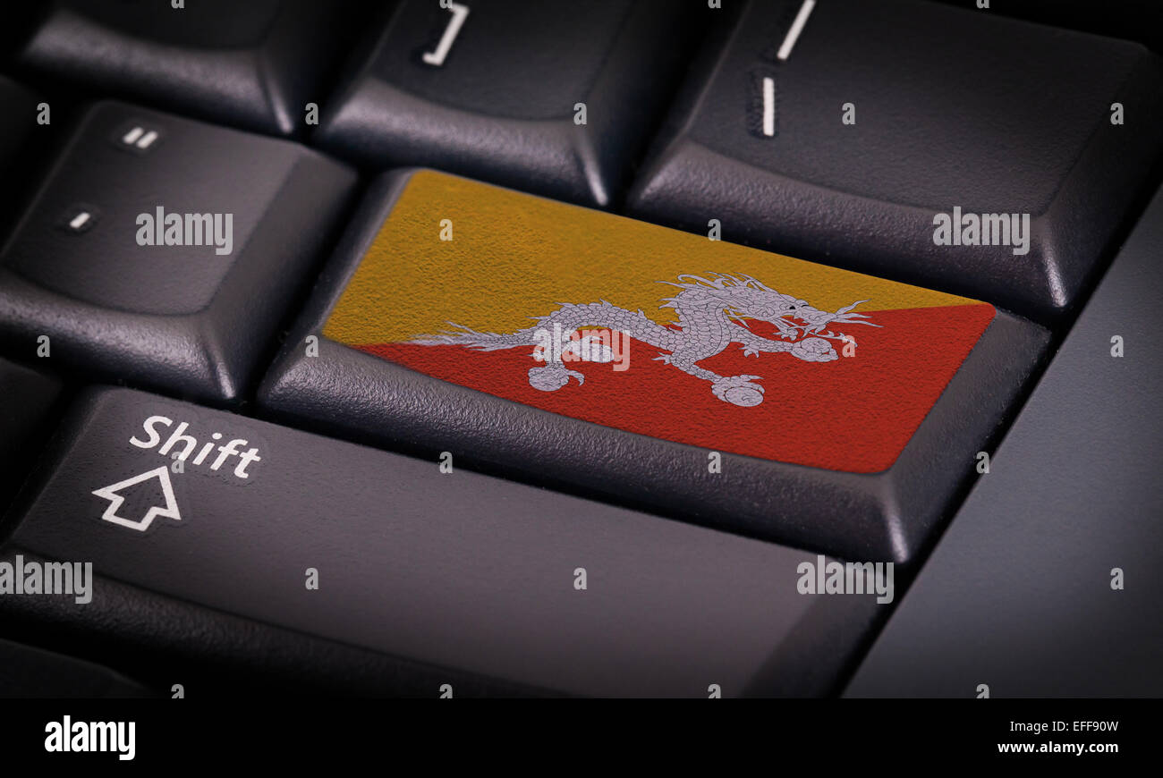 Flag on button keyboard, flag of Bhutan Stock Photo - Alamy