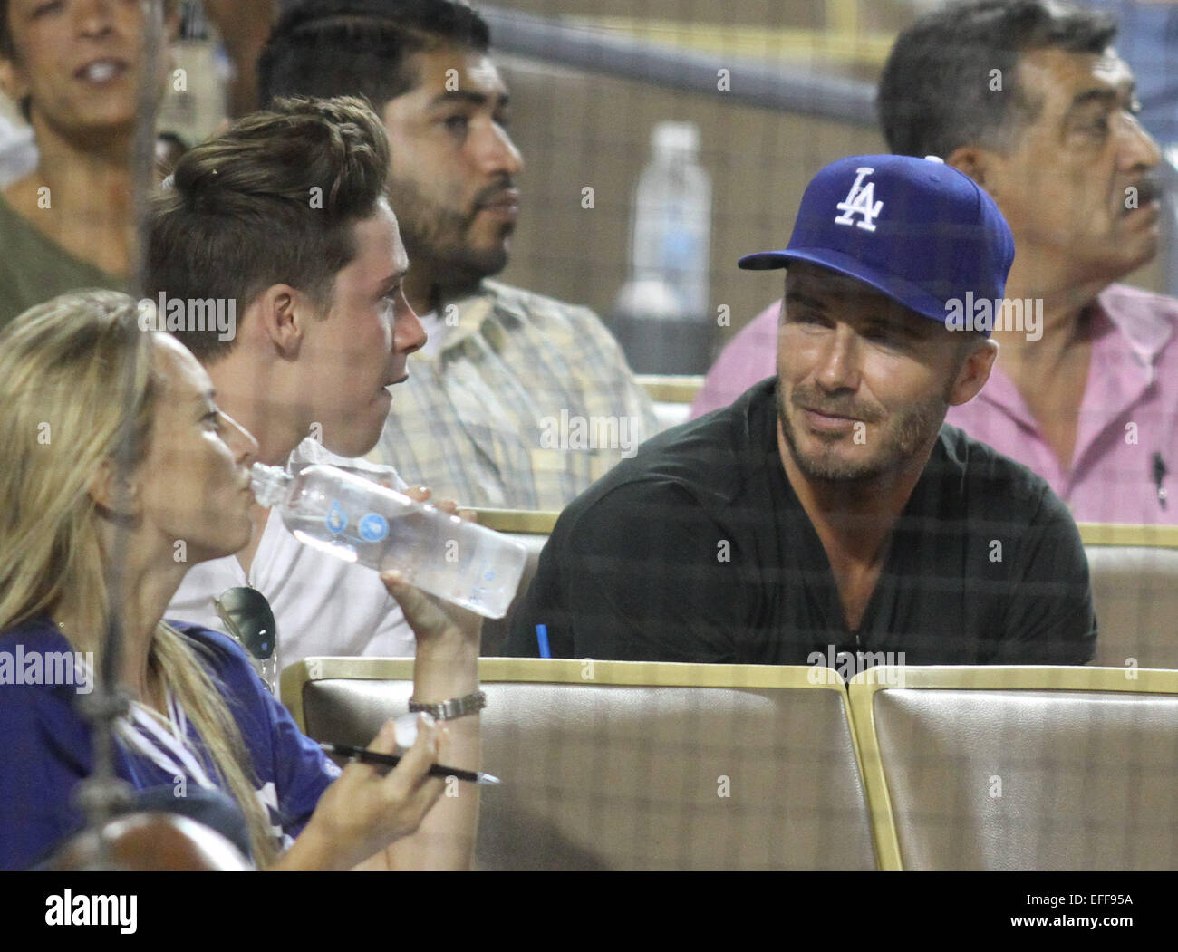 David Beckham takes his three sons to watch the Los Angeles Dodgers v ...