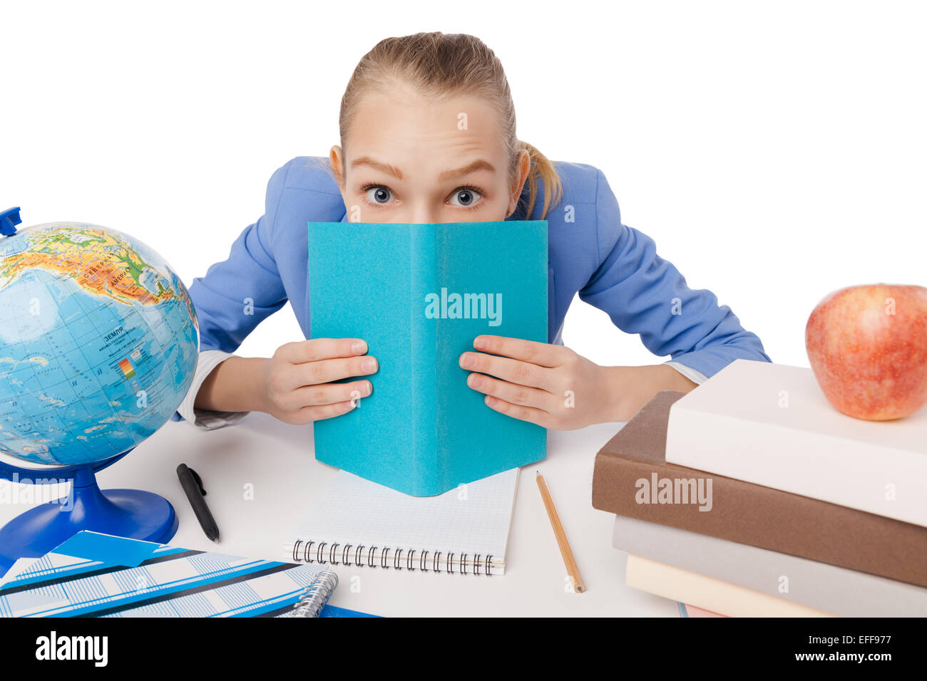 Student book hide table hi-res stock photography and images - Alamy