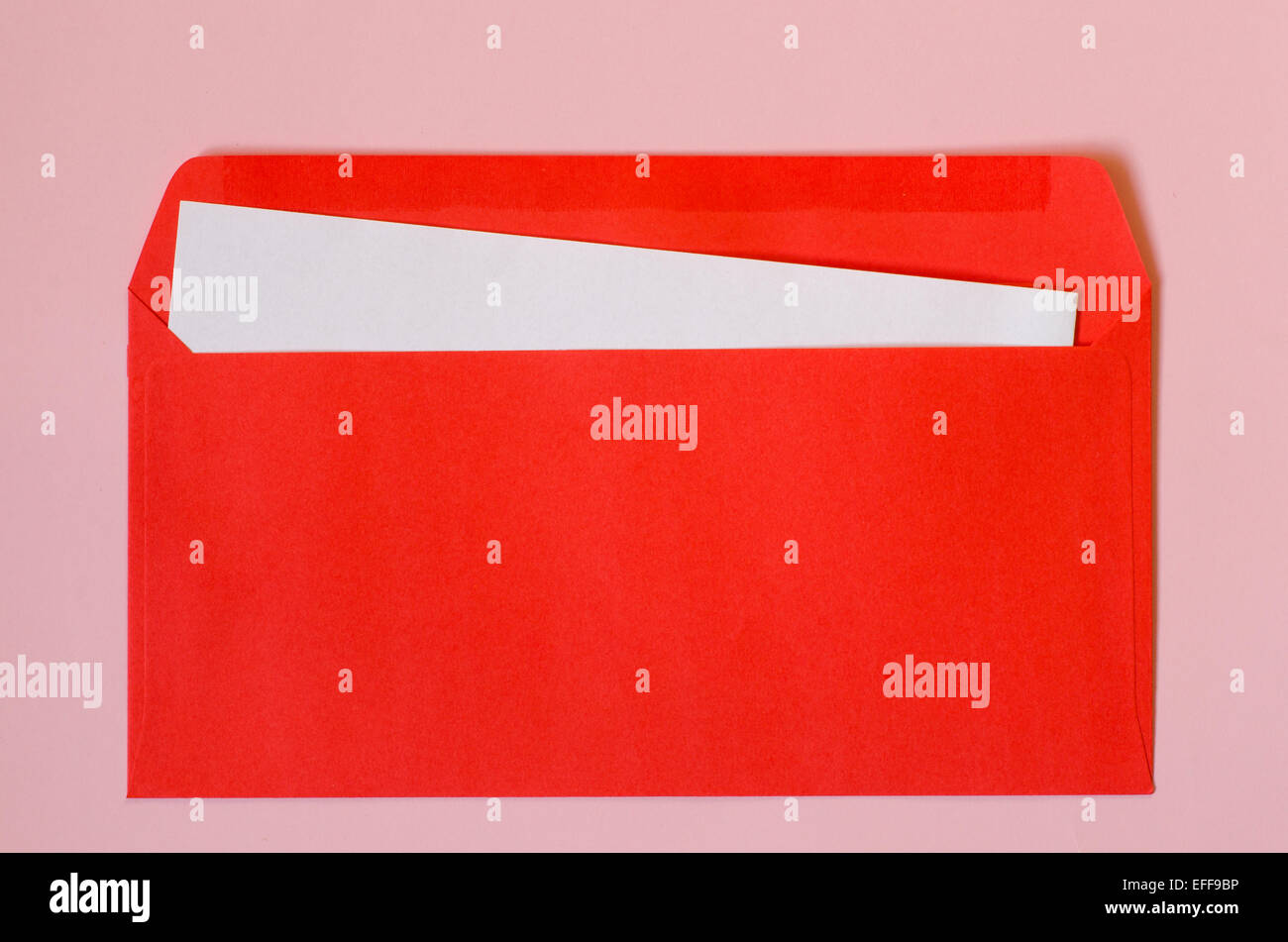 open red envelope with blank paper on pink background Stock Photo - Alamy
