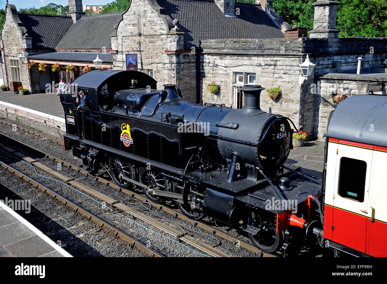 Small Prairie Tank Locomotive 4500 pulling carriages in BR Crimson ...