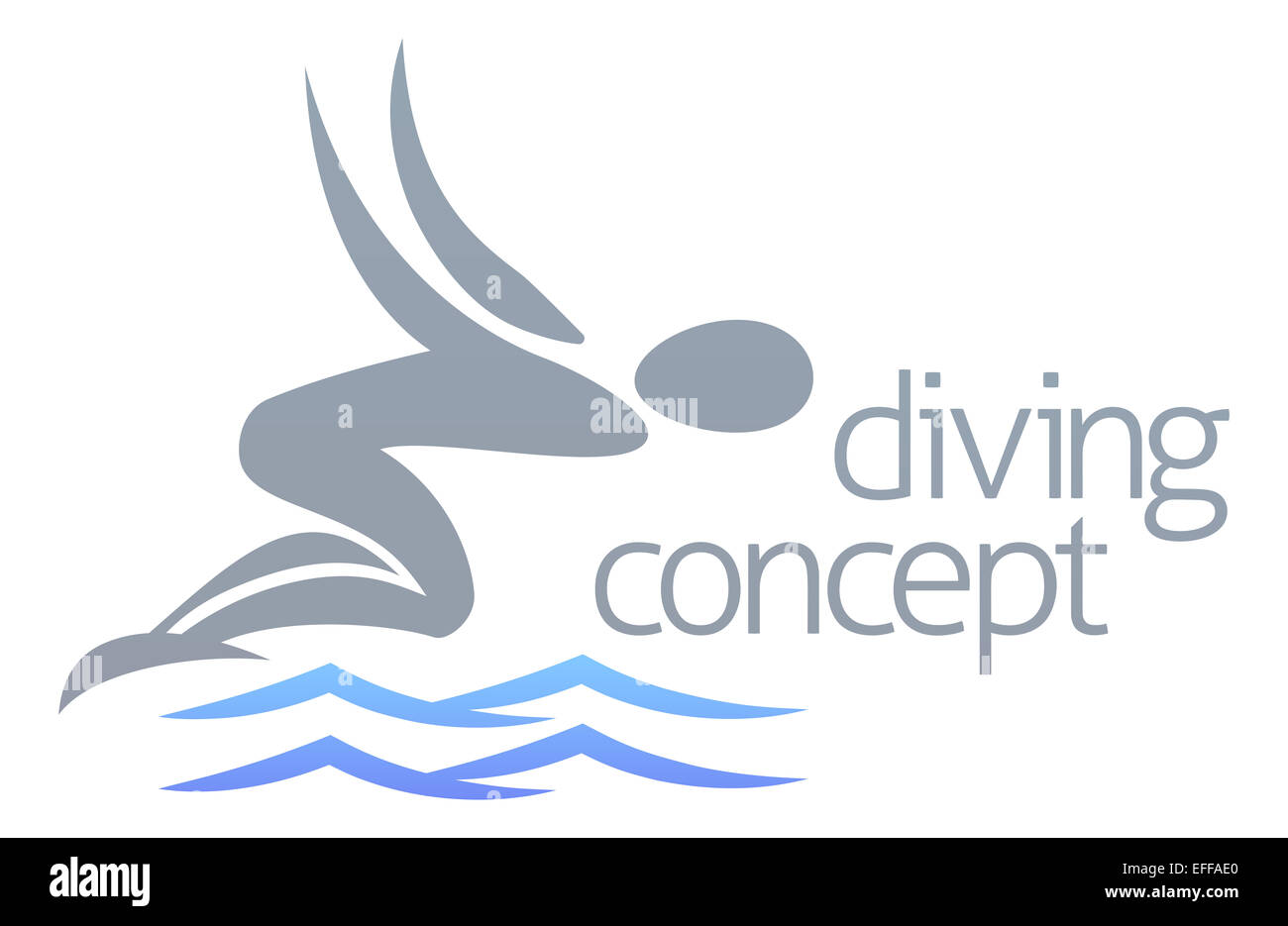 An illustration of an abstract swimmer diving into the water concept ...