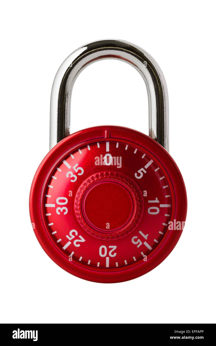 Objects: red combination lock, isolated on white background Stock Photo ...