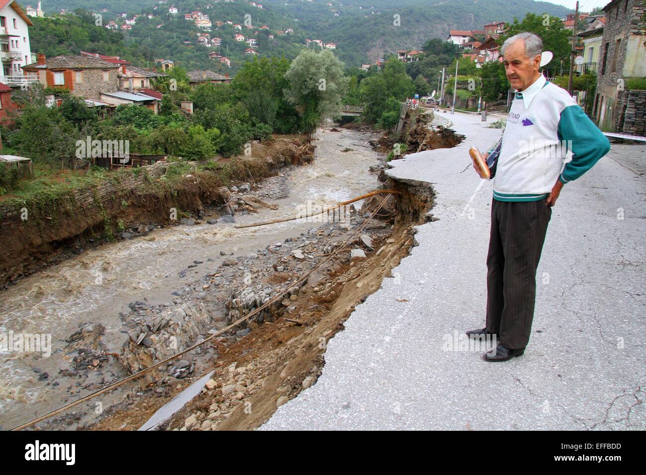Heavy rain and hail storms have hit the the town of Hrabrino east of ...
