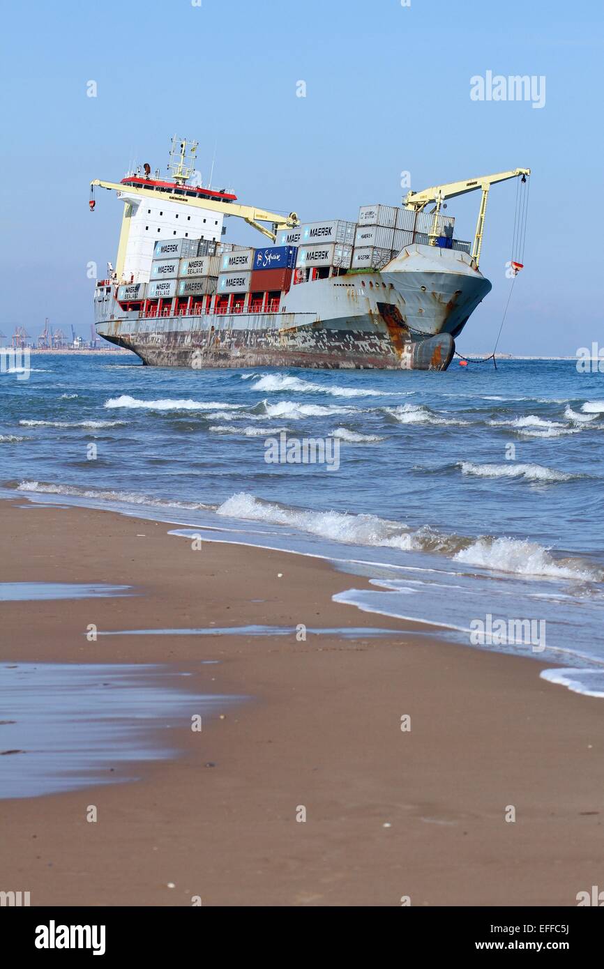 Container ship "Celia" aground Stock Photo - Alamy