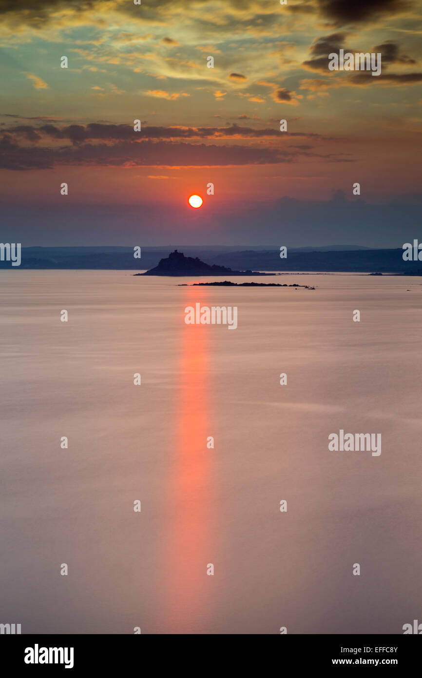 St Michael's Mount Sunset From Cudden Point Cornwall; UK Stock Photo ...