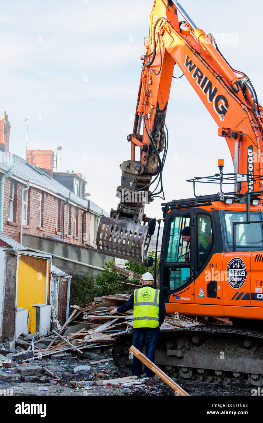 Aberystwyth Wales UK, Tuesday 3 Feb 2015 Demolition crews start the ...