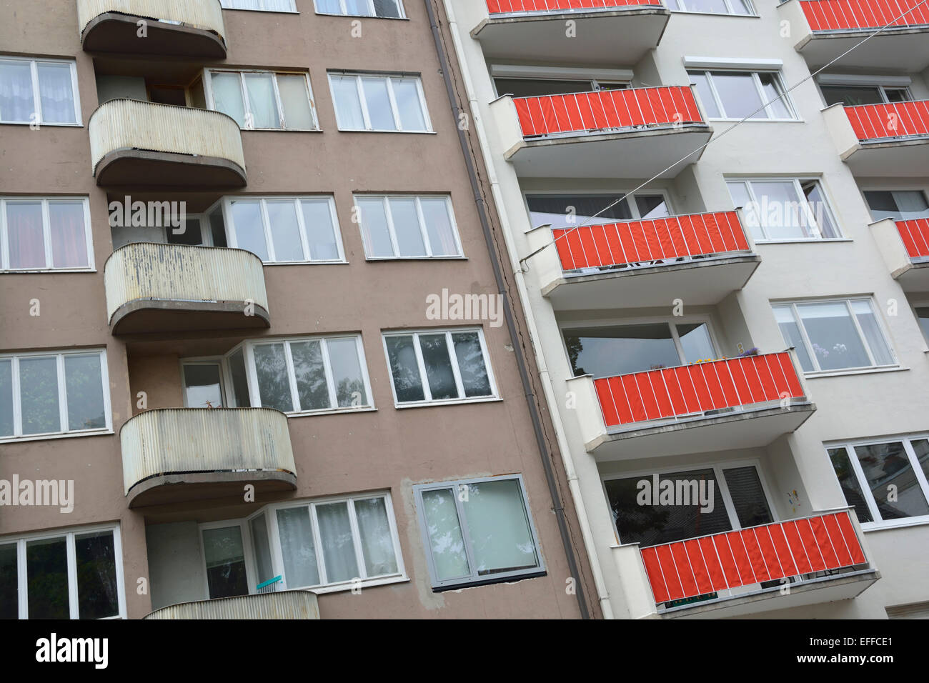Germany, Bavaria, Munich, house front with windows and balconies in ...