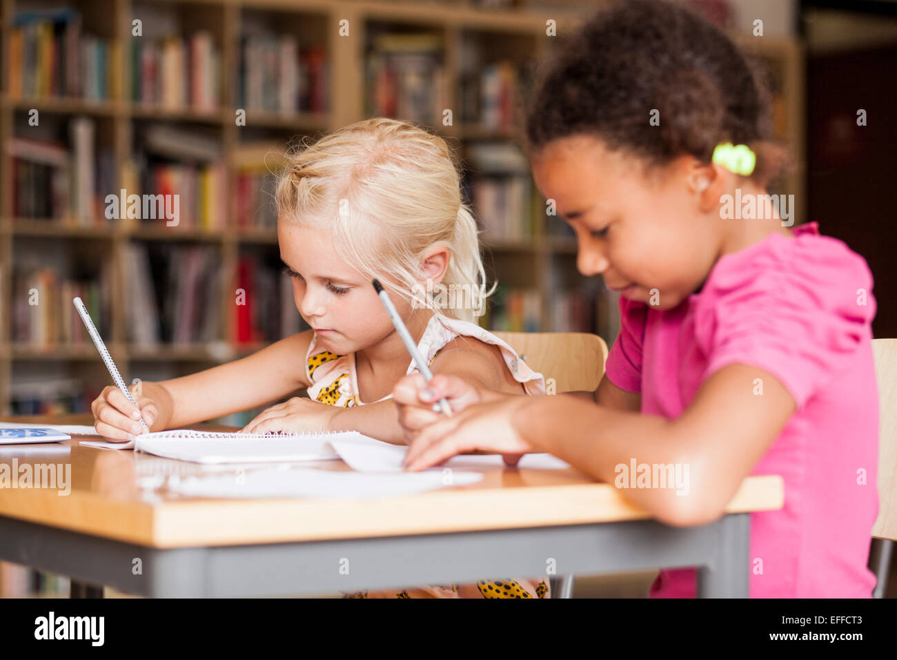 Girls studying in classroom Stock Photo - Alamy