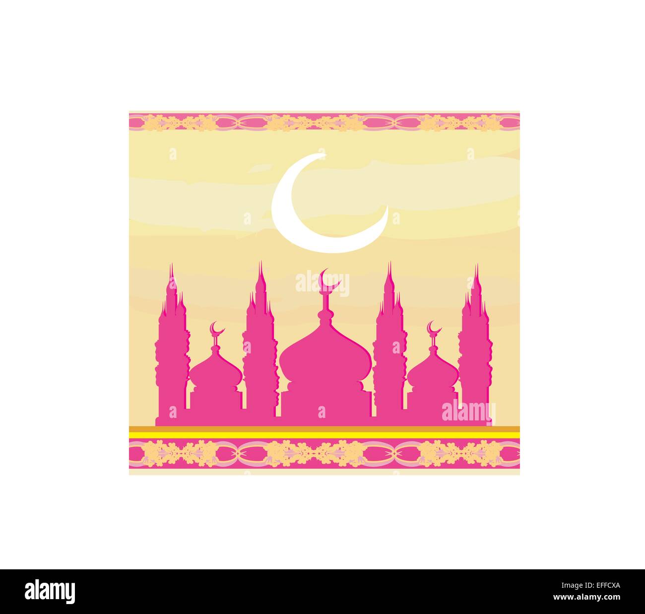 Ramadan background - mosque silhouette vector card Stock Vector Image ...