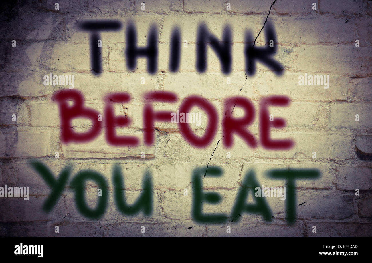 Think Before You Eat Concept Stock Photo - Alamy