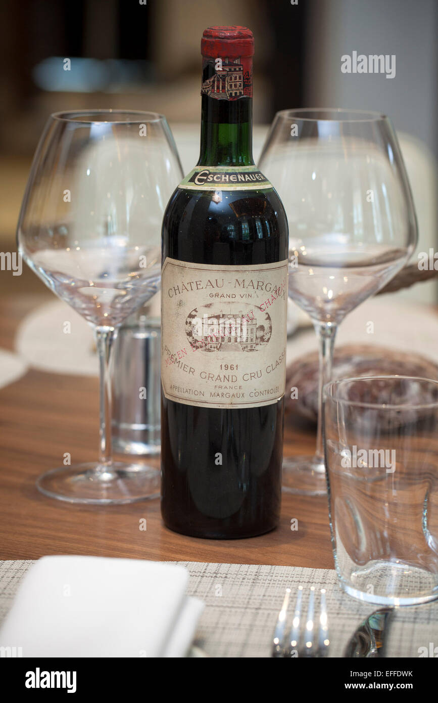 A Bottle of Chateau Margaux Wine on a Restaurant Table Stock Photo - Alamy