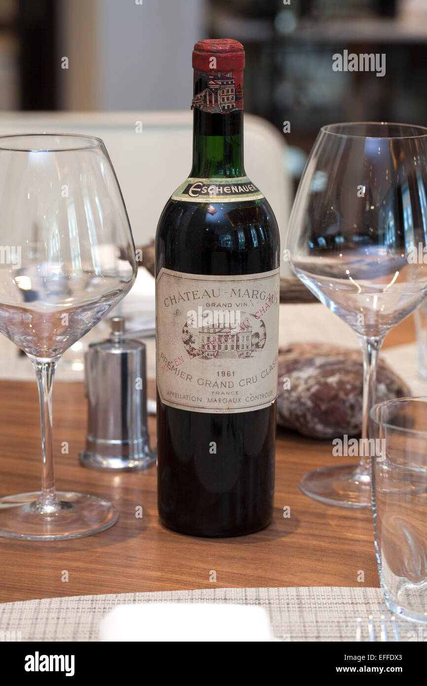 A Bottle of Chateau Margaux Wine on a Restaurant Table Stock Photo - Alamy