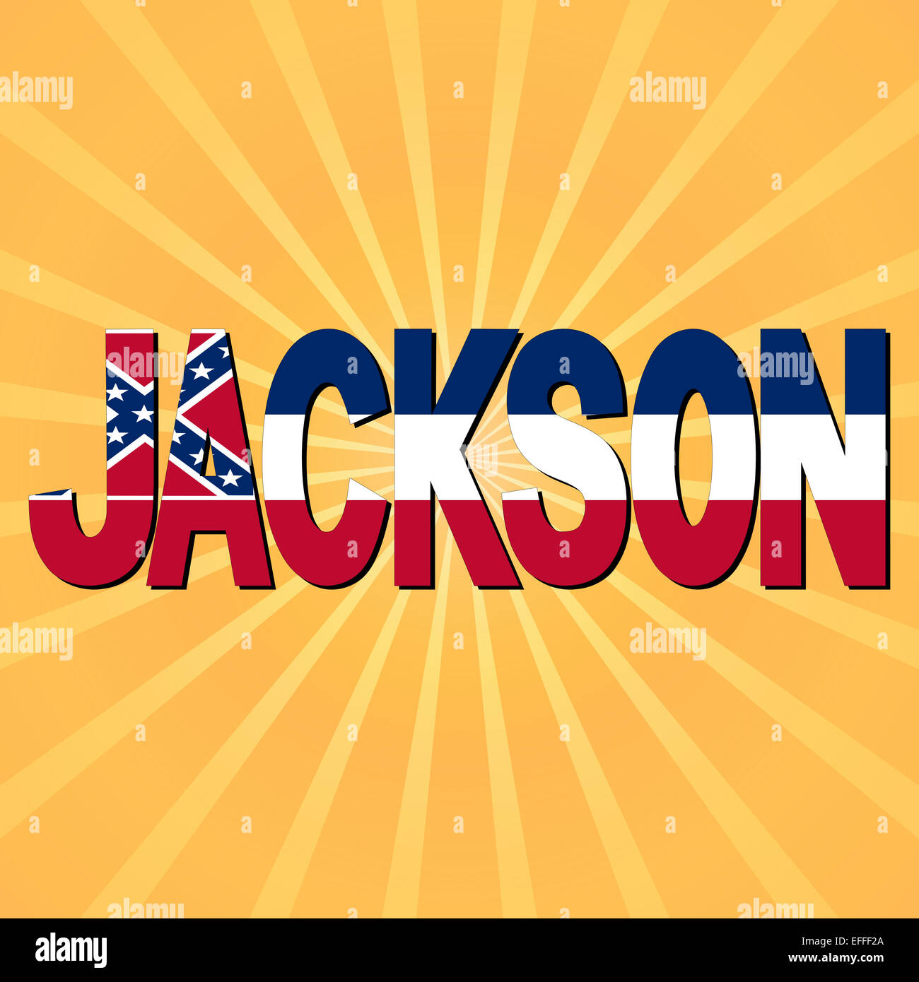Jackson flag text with sunburst illustration Stock Photo - Alamy
