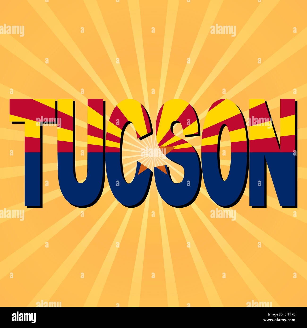 Tucson flag text with sunburst illustration Stock Photo - Alamy