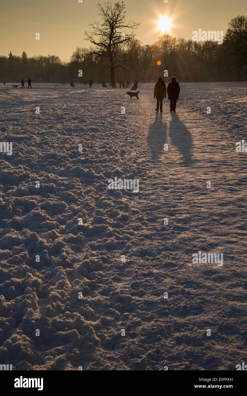 Germany, Bavaria, Munich, people walking in snow Stock Photo - Alamy