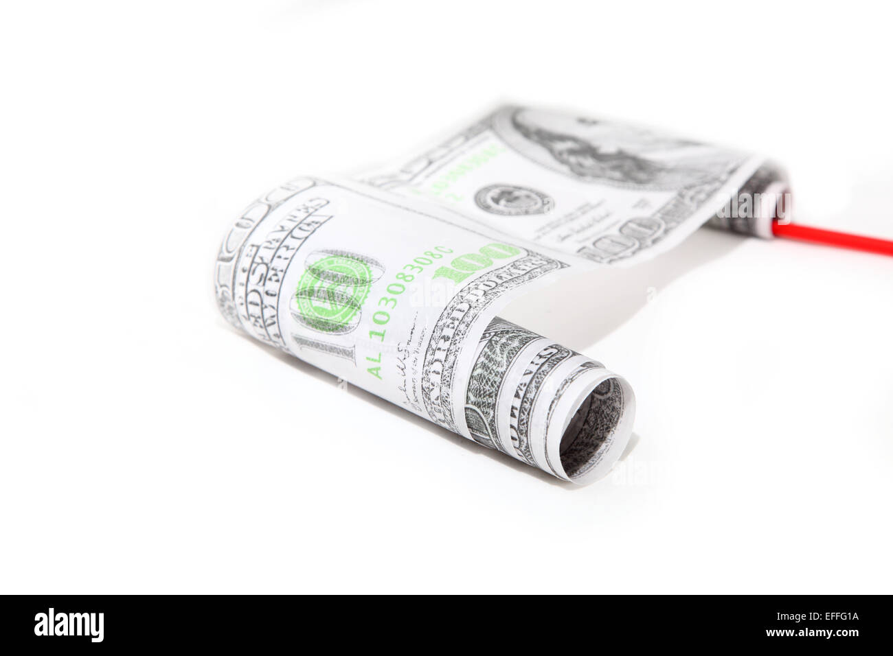 dollars roll on a white background Stock Photo - Alamy