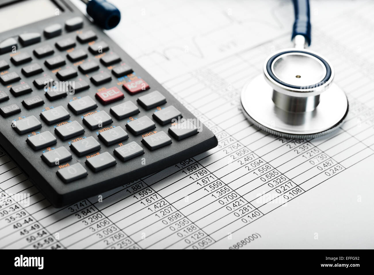 Health care costs. Stethoscope and calculator symbol for health care ...