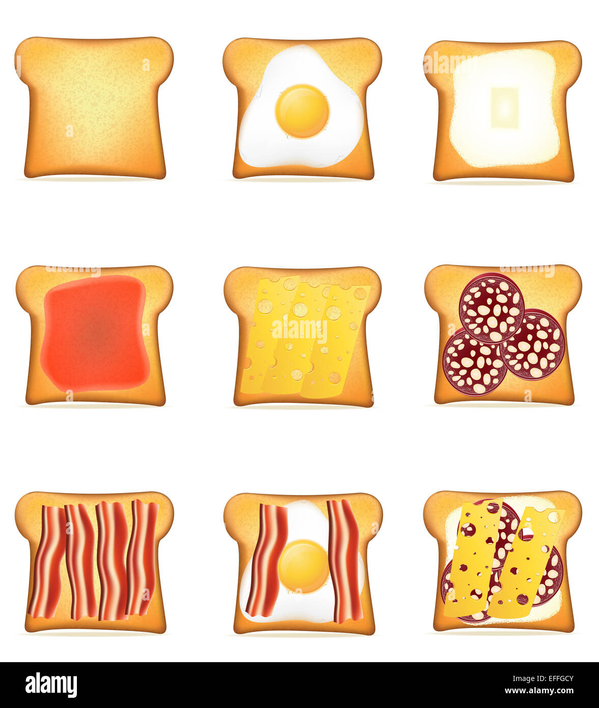 set icons toast illustration isolated on white background Stock Photo ...