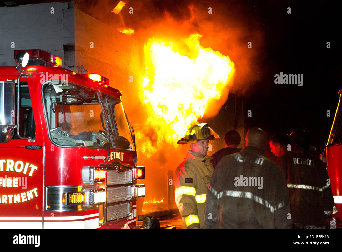 DFD firefighters in action, Detroit, Michigan, USA, October 2014 Stock ...
