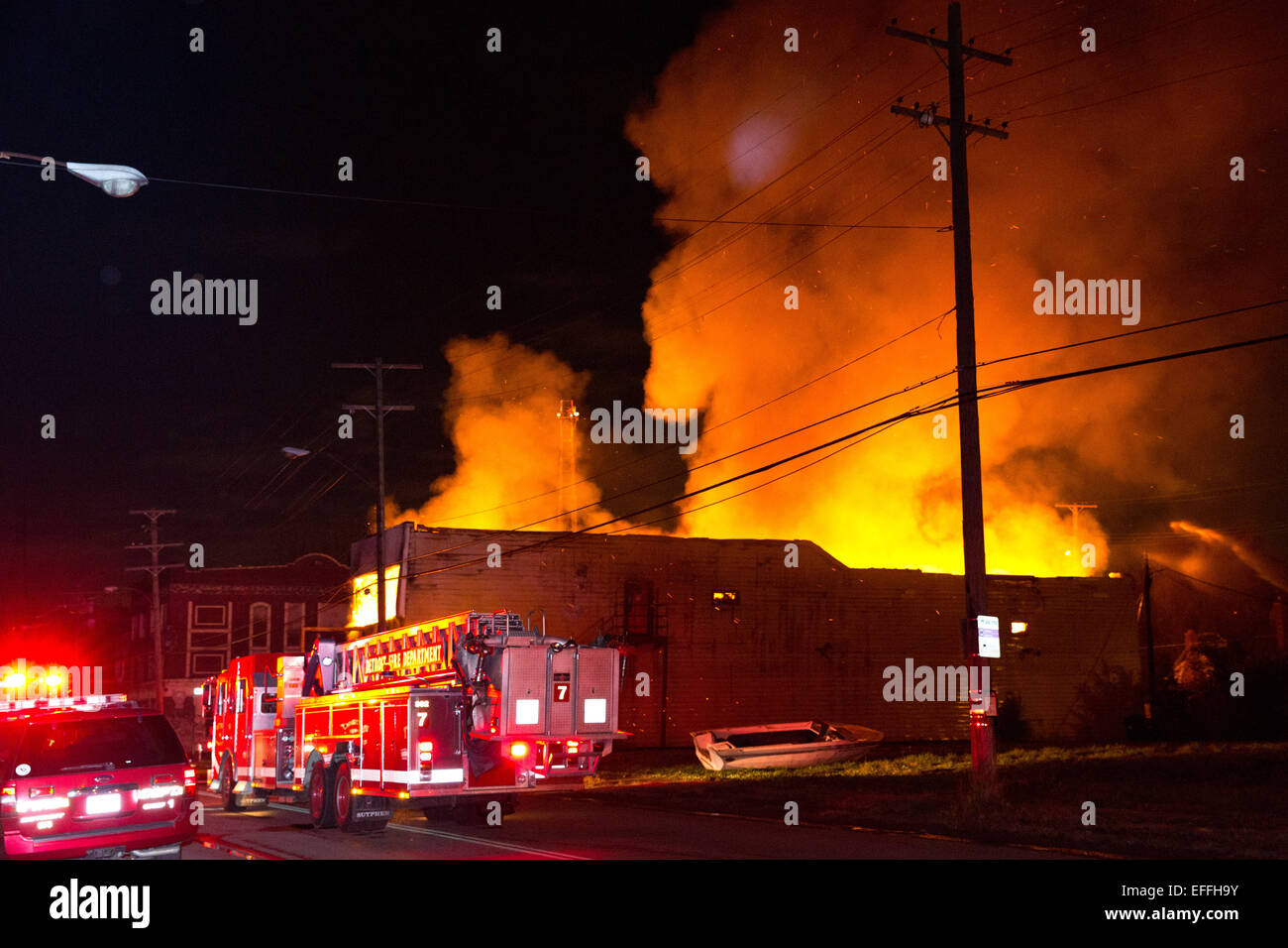 DFD firefighters in action, Detroit, Michigan, USA, October 2014 Stock ...