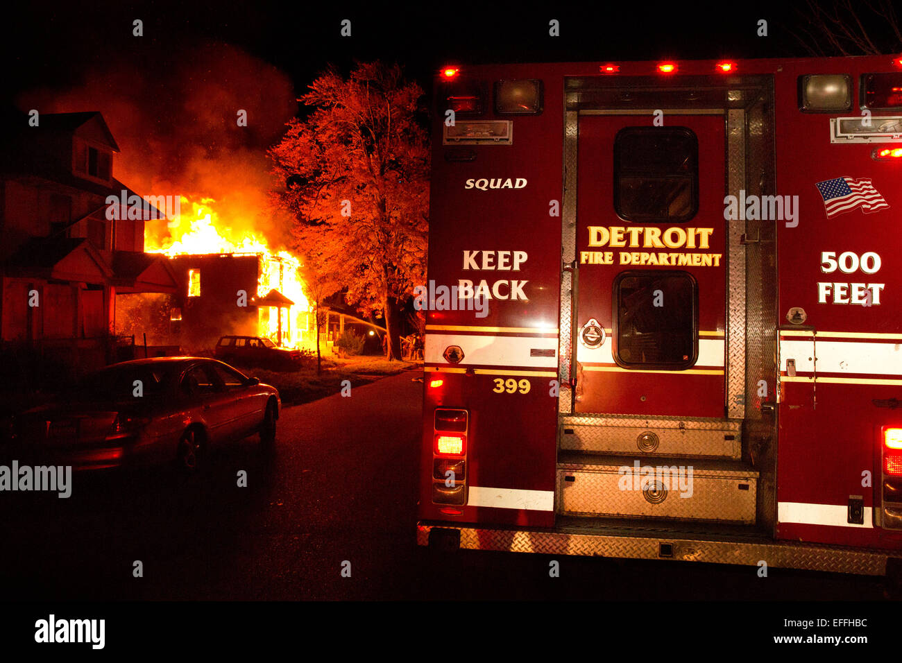 DFD firefighters in action, Detroit, Michigan, USA, October 2014 Stock ...