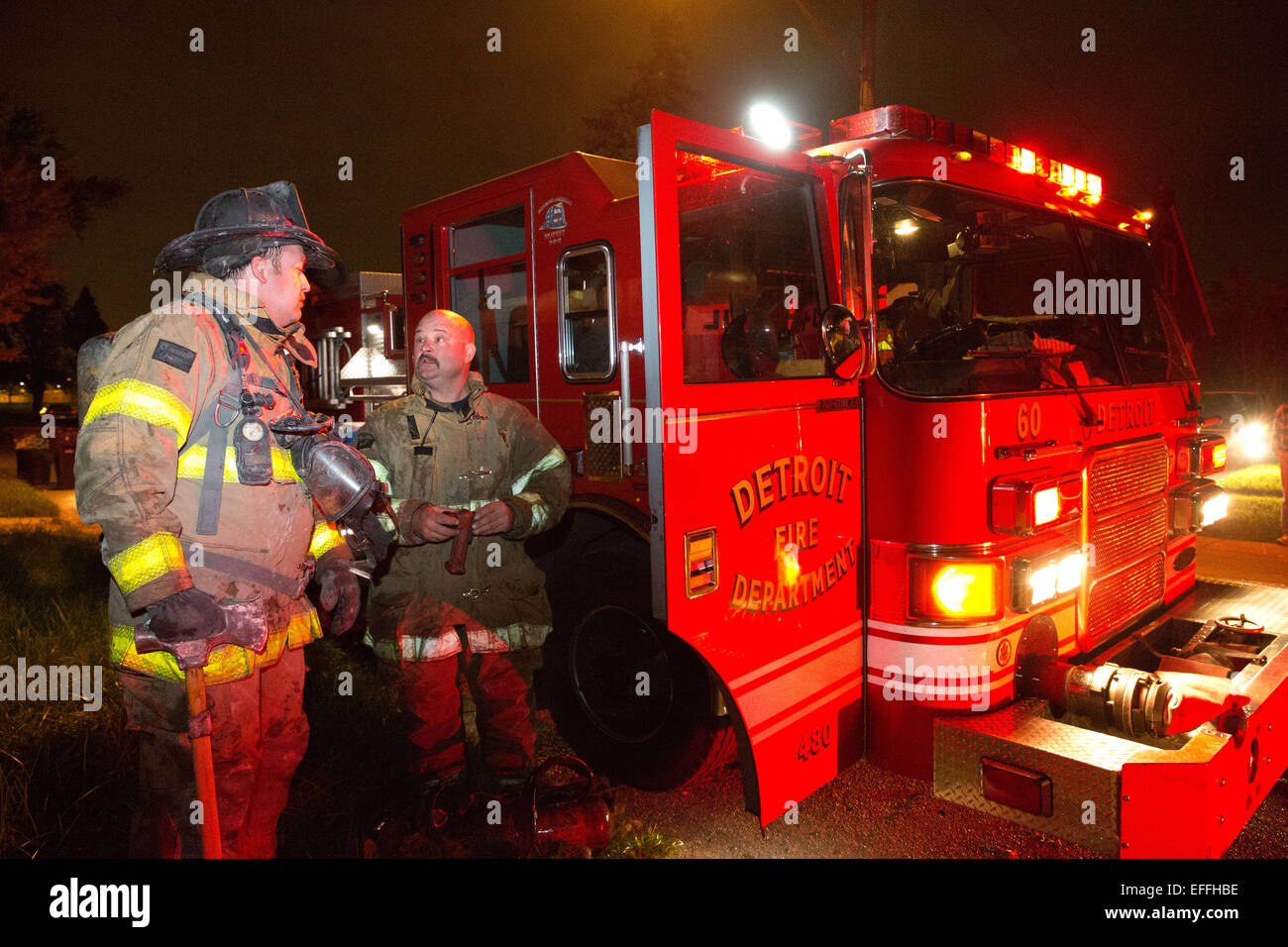 DFD firefighters in action, Detroit, Michigan, USA, October 2014 Stock ...