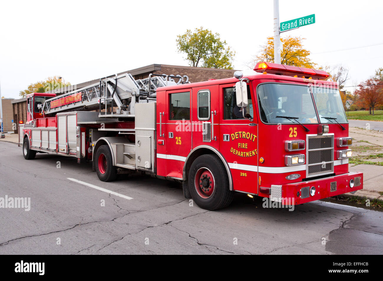 Detroit Fire Department Tiller Ladder, Michigan, USA, Octover, 2014 ...