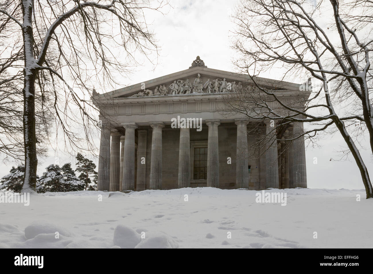 Germany, Bavaria, view to Walhalla in winter Stock Photo - Alamy