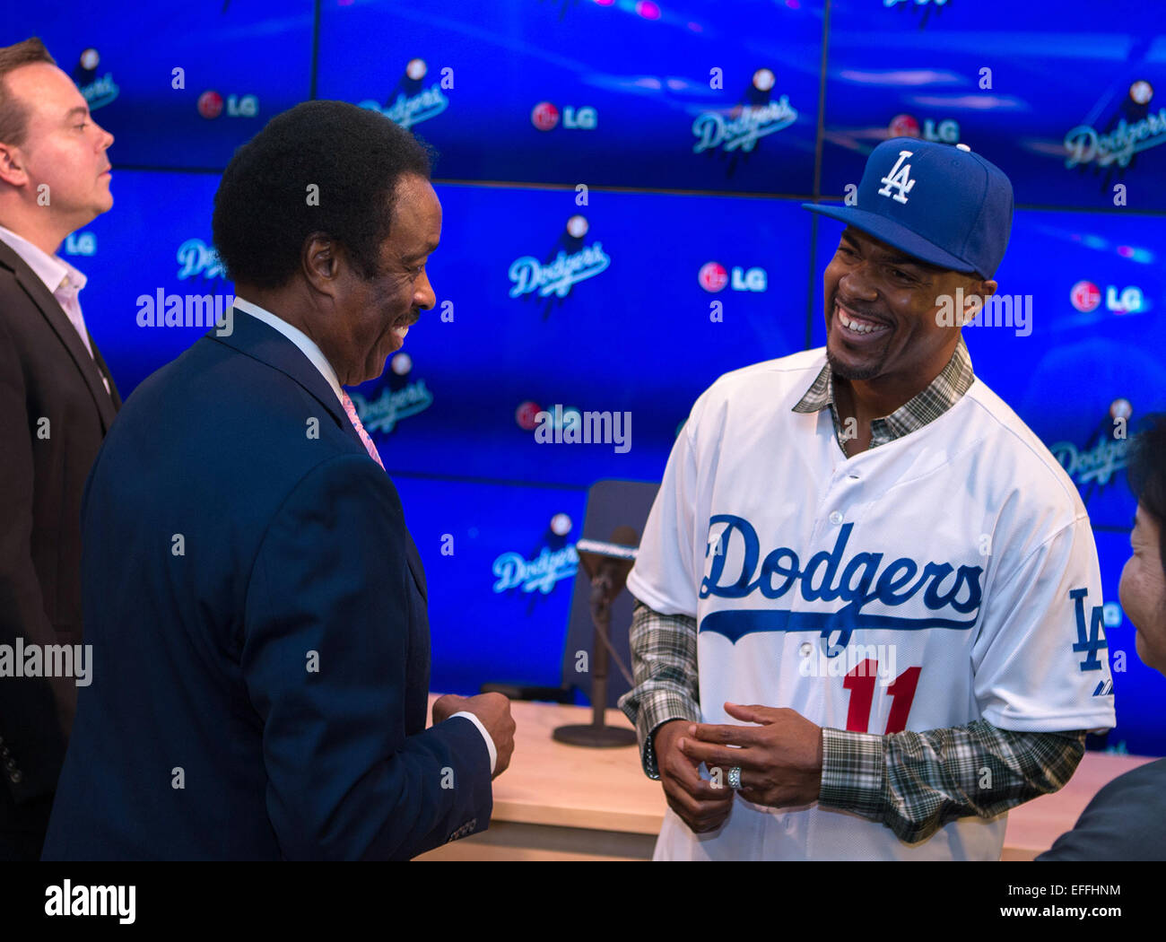 Los Angeles, CA, USA. 7th Jan, 2015. Jimmy Rollins has a laugh with CBS ...
