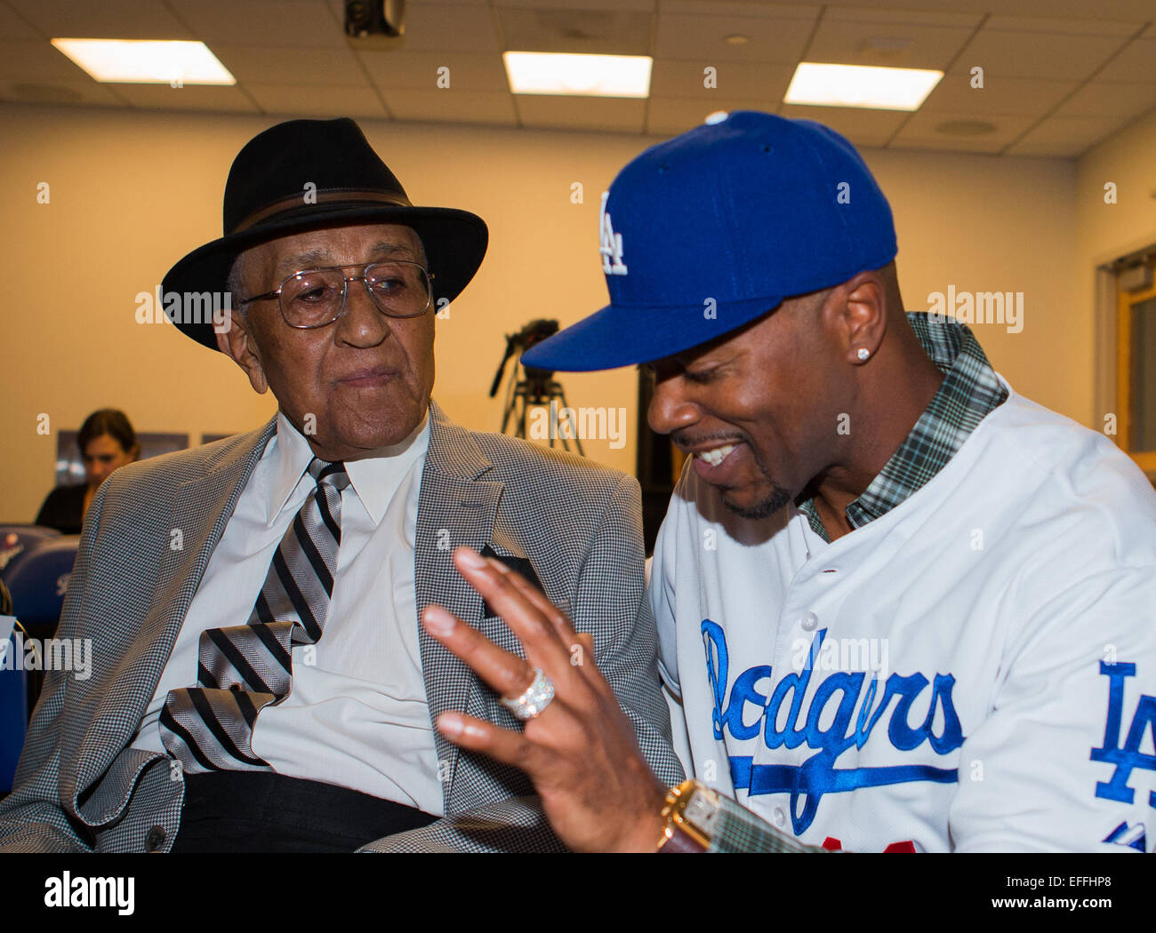 Los Angeles, CA, USA. 7th Jan, 2015. Jimmy Rollins has a chat with ...