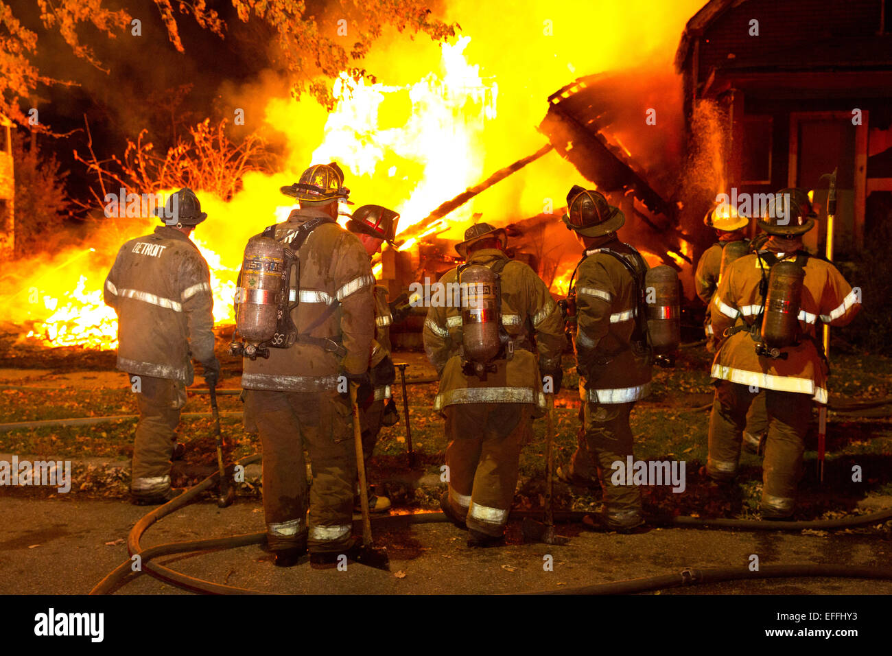 DFD firefighters in action, Detroit, Michigan, USA, October 2014 Stock ...