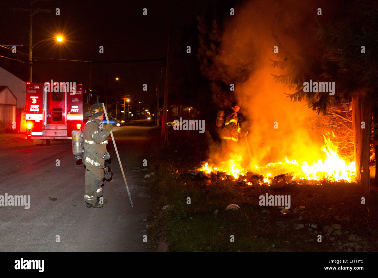 DFD firefighters in action, Detroit, Michigan, USA, October 2014 Stock ...