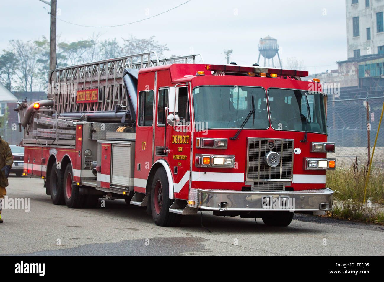 Tower Ladder of the Detroit Fire Department, Michigan, USA, Octover ...