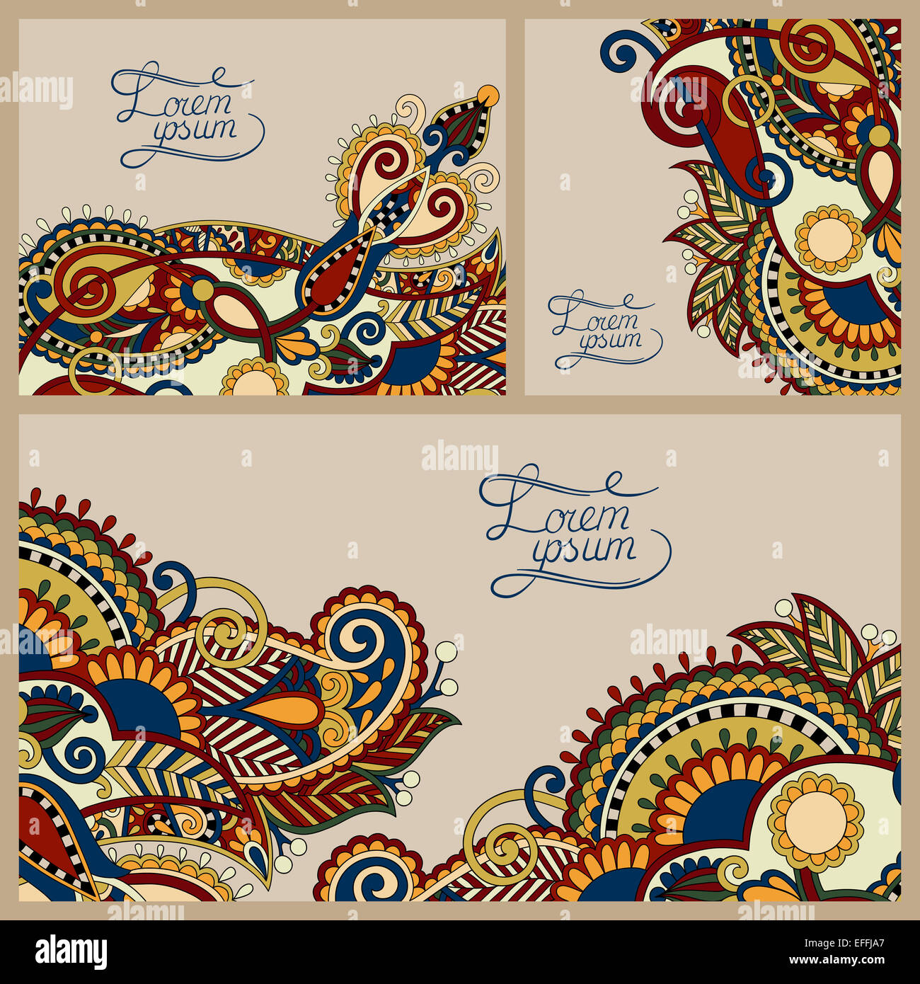 set of floral decorative background, template frame design Stock Photo ...