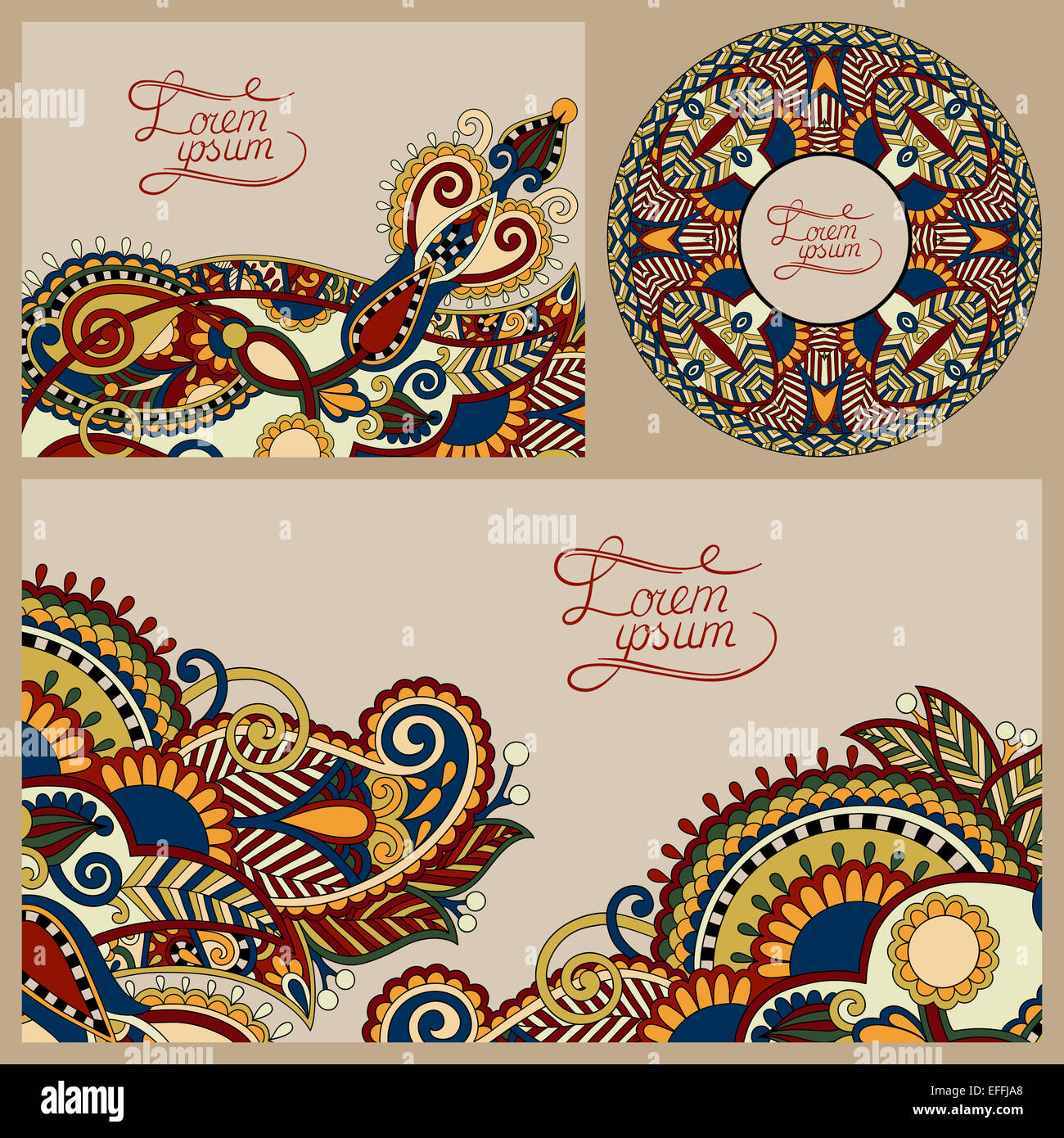 set of floral decorative background, template frame design for c Stock ...