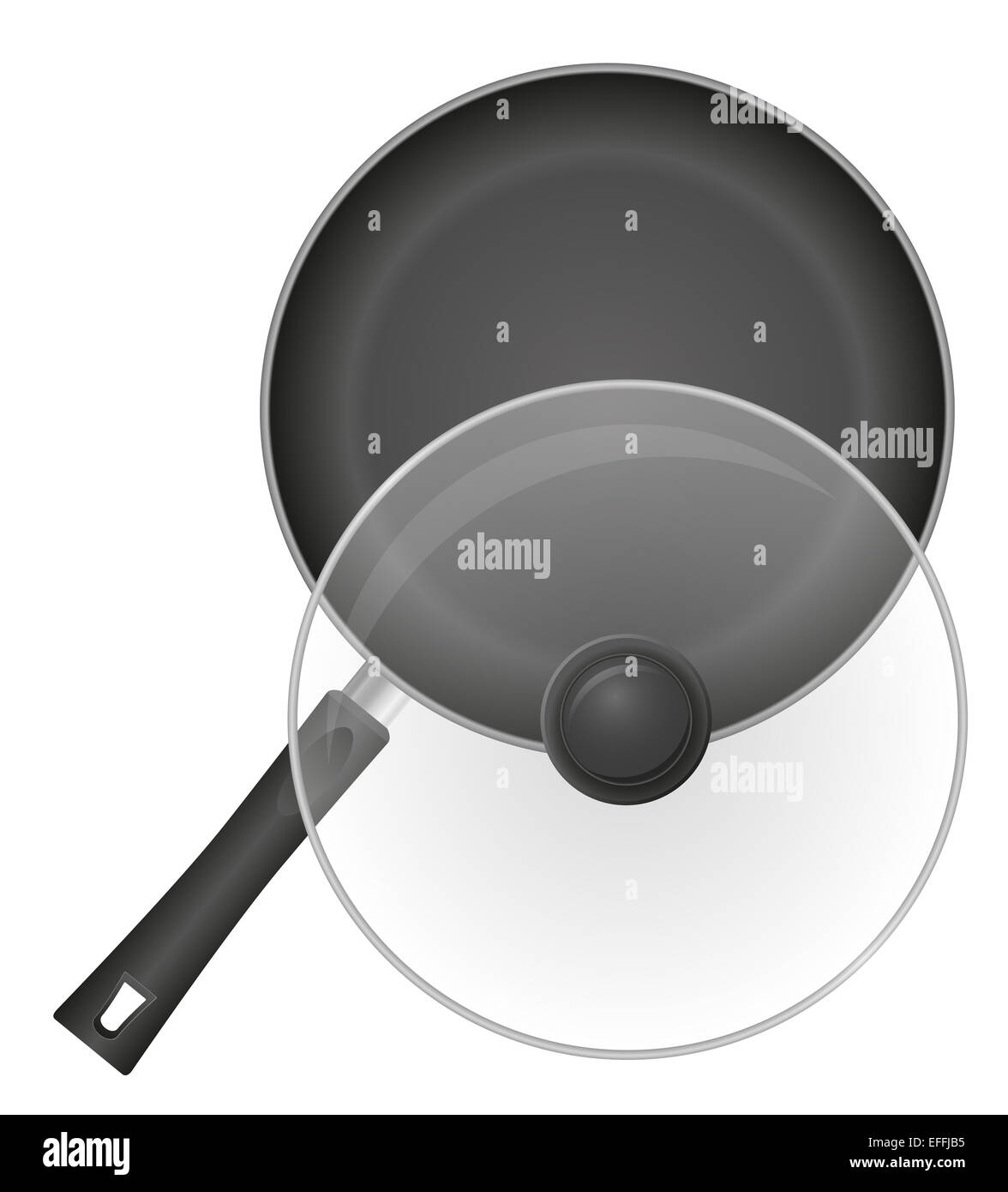 frying pan with a transparent cover illustration isolated on white ...