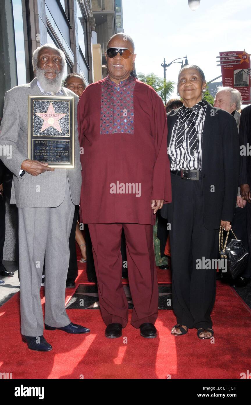 Hollywood, California, USA. 2nd Feb, 2015. Dick Gregory, Stevie Wonder ...