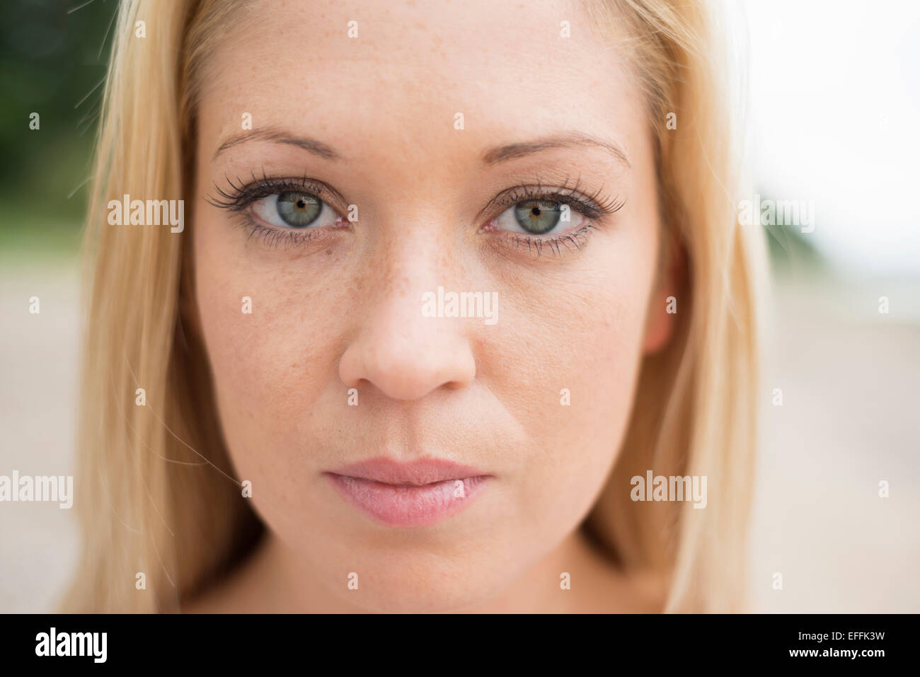 Portrait of rouged blond woman Stock Photo - Alamy