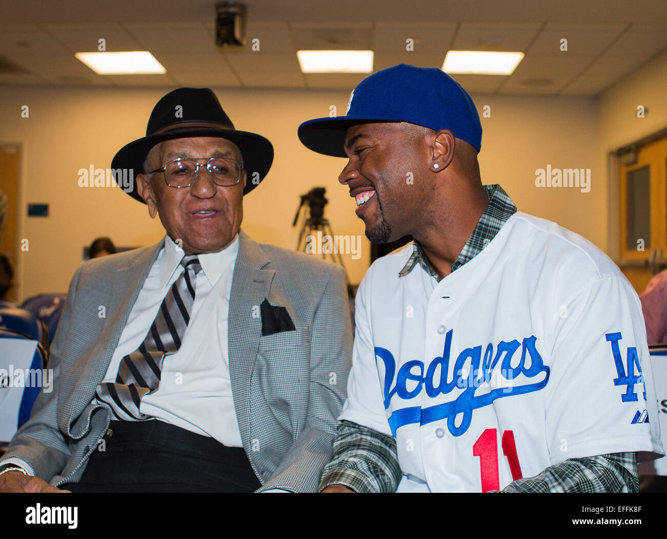 Los Angeles, CA, USA. 7th Jan, 2015. Jimmy Rollins has a laugh with ...