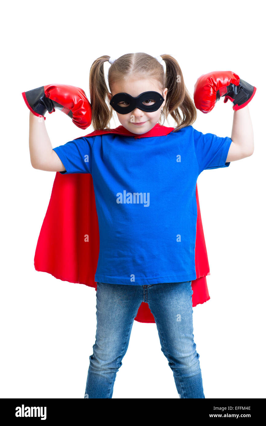 kid girl plays superhero Stock Photo - Alamy
