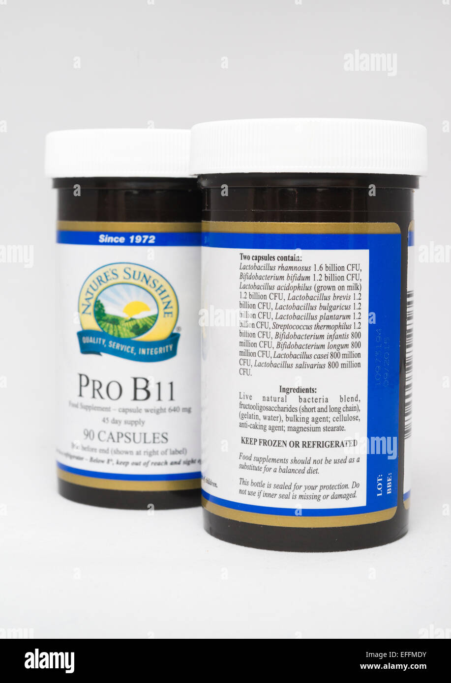 Bottles of probiotic capsules Stock Photo - Alamy