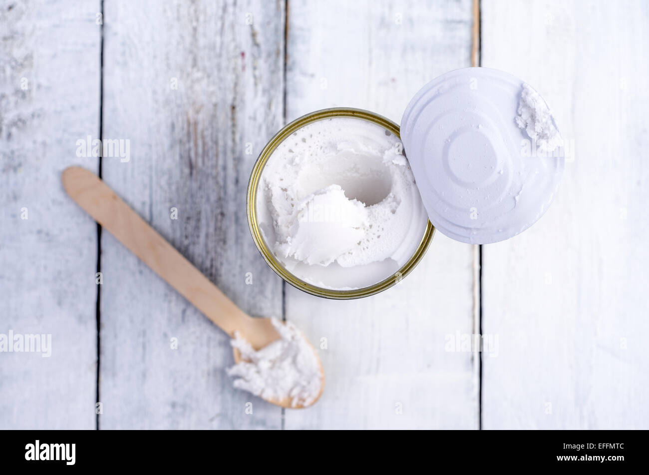 Coconut cream in a can Stock Photo - Alamy