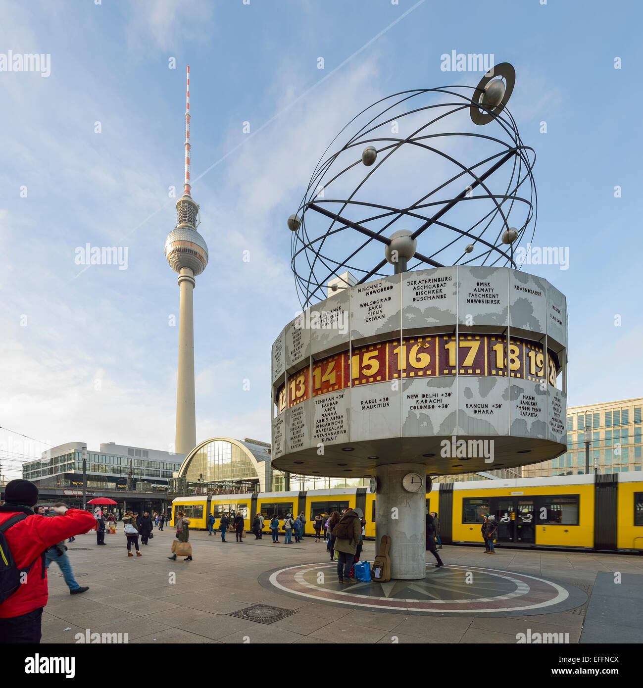 Germany, Berlin, Alexanderplatz, TV Tower and World Clock Stock Photo ...